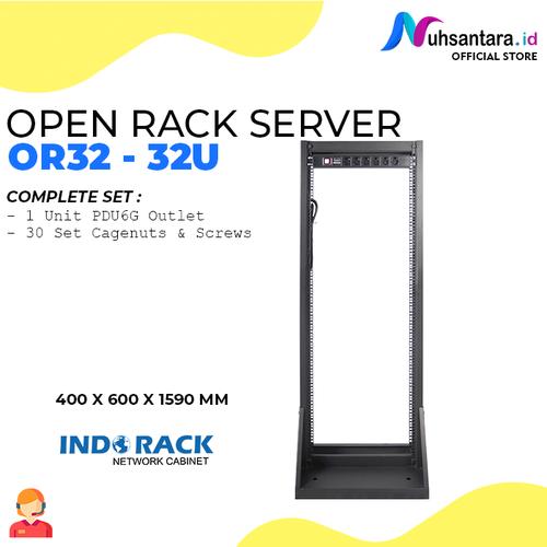 Jual INDORACK Open Rack Server 32U OR32 Depth 400mm Open Rak Peladen ...