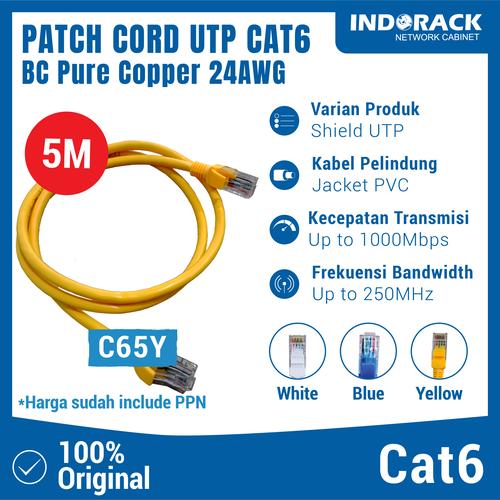 Jual KABEL LAN 5M PATCH CORD UTP 5Meter Lengkap RJ45 Cat6 - Putih ...