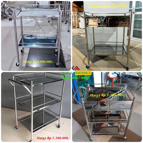 Jual trolley instrument | troli instrumen stainless - Trolley 3 Rak ...