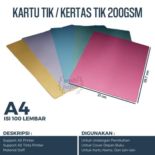 Jual Kertas Tik A4 200gr isi 100 lembar / Karton Tik A4 / Kertas Karton ...