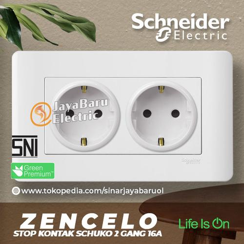 Jual Stop Kontak Schuko SCHNEIDER ZENCELO 2Gang 2 Gang Putih Silver ...