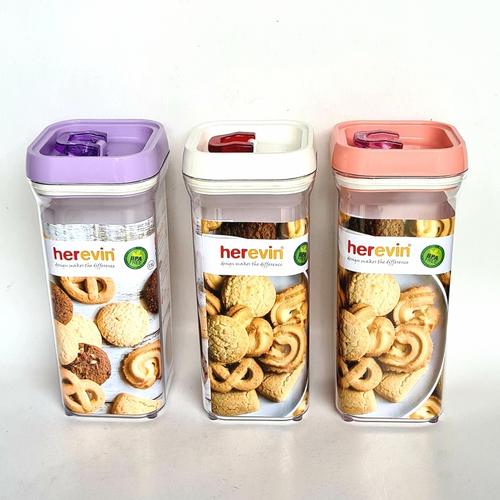 Jual Herevin toples canister acrylic segi 1,5 liter tutup vacuum ...