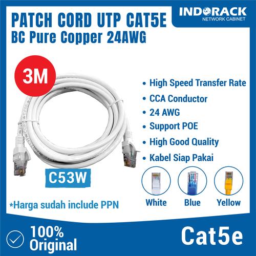 Jual KABEL LAN 3M PATCH CORD UTP 3Meter Lengkap RJ45 Cat5 Putih - Biru ...