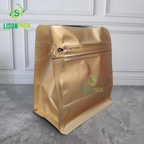 Jual Kemasan Flat Bottom Persegi 150gr Gold | Kemasan Coffee Serbuk ...