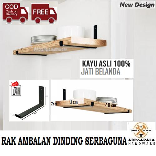 Jual Rak Tempel Dinding Rak Dapur Kamar Tempat HP Siku Ambalan Kayu - 1 ...