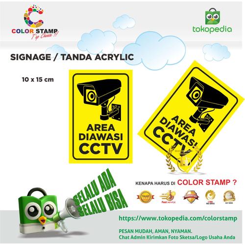 Jual Papan Nama Akrilik/Acrylic/Sign/Tanda/Area Diawasi CCTV - Kota ...