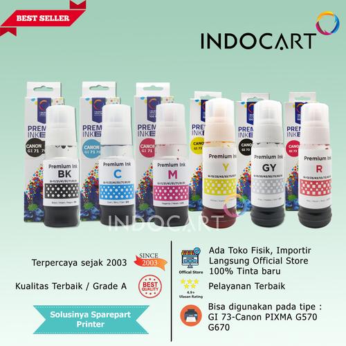 Jual IndoCart Tinta Refill Canon GI 73 PIXMA G570 G670 Dye-70ml - Grey ...