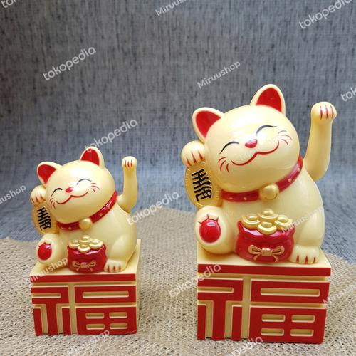 Jual Patung kucing hoki maneki neko lucky cat dengan baterai - Kecil ...