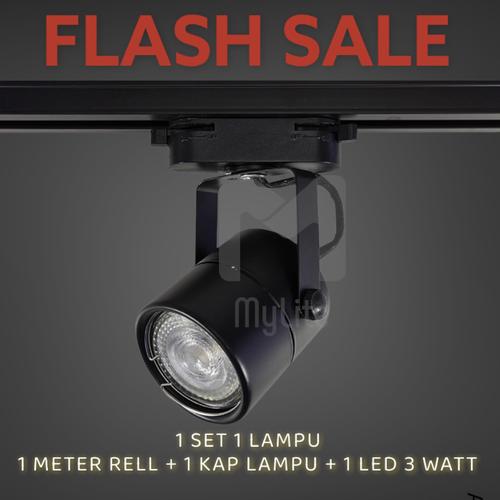 Jual Paket Lampu Track Light Rell Set 1 Meter 1 Kap Lampu 1 Lampu Led 3 ...