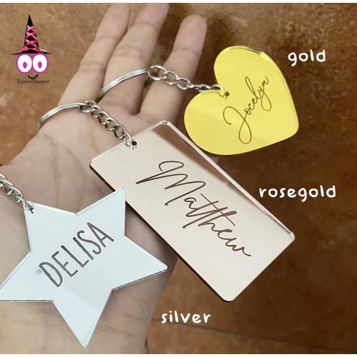 Jual Gantungan Kunci Akrilik Mirror CUSTOM | Ganci Grafir Nama | Ganci ...