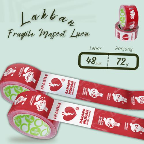 Jual LAKBAN FRAGILE MERAH MASCOT LUCU 48x72 CORTAPE - JANGAN DIBANTING ...