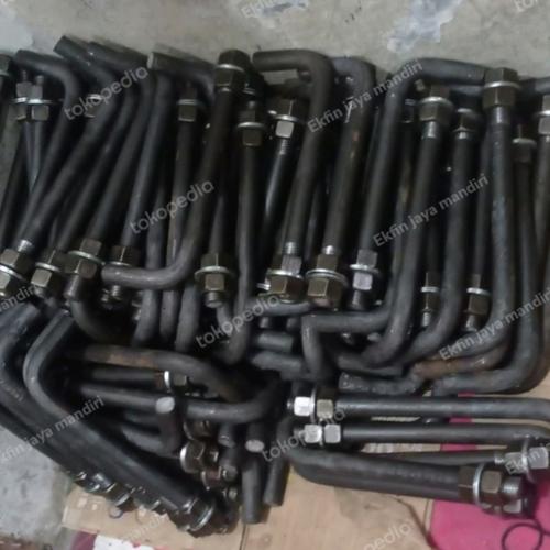 Jual angkur L beton M12 x 20 cm ( besi- st37 ) 2mur + 2ring plat ...