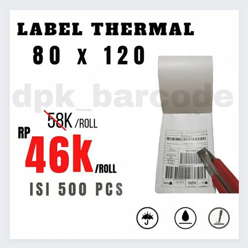 Jual Label Thermal 80x120 isi 500pcs, Kertas Thermal 80x120, Label Barcode - with cutting - Kota ...