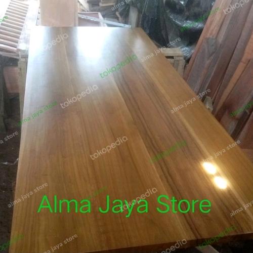 Jual top table kayu jati ukuran 200x80x3cm fhinising walnut glosy ...