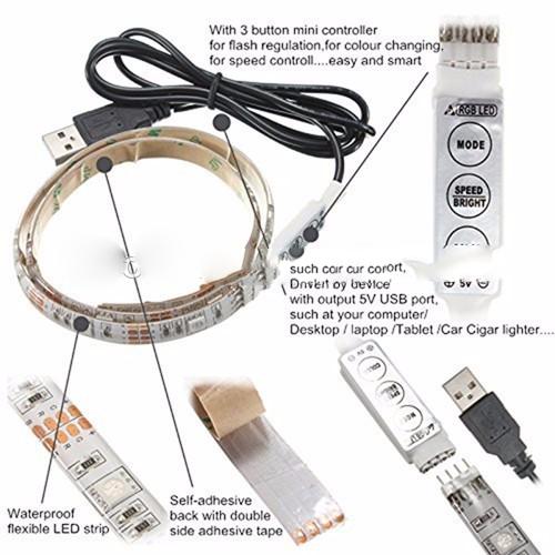 Jual Lampu LED RGB USB Background Ambient Light TV Monitor Komputer PC ...