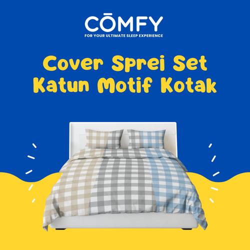 Jual Sprei Set Aesthetic Simple Motif Emily Kotak Besar Katun Lembut ...