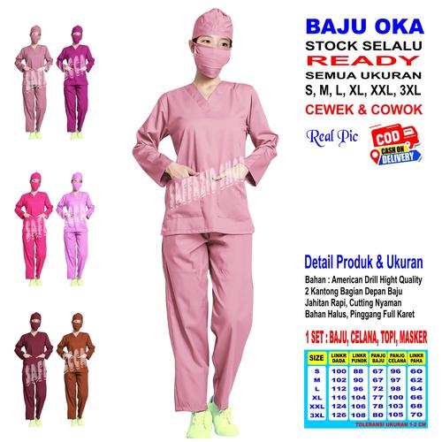 Promo Baju Ok / Baju Oka / Scrub Ok / Scrub Oka Lengan Panjang - Pink ...