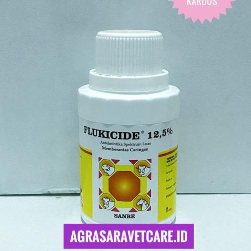 Jual FLUKICIDE 12,5% oral 100 ml- obat cacing ternak sapi kambing kuda ...