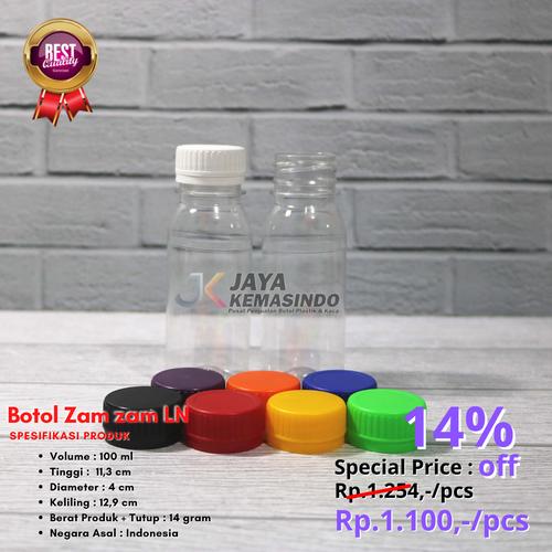 Jual Botol plastik PET 100ml zam zam tutup segel LN warna warni ...