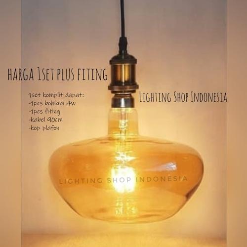 Jual Lampu gantung hias + bohlam L174ak edison jumbo gede mewah led 4w ...