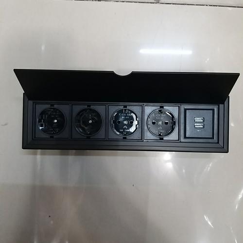 Jual stop kontak meja usb charger - power 16A 4 lubang - Silver ...