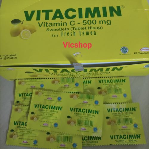 Jual Vitacimin Vitamin C 500mg Tablet Hisap Rasa Fresh Lemon 1Strip ...