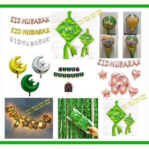 Jual BALON FOIL EID MUBARAK, KETUPAT, PENTUNGAN, BULAT, BULAN, LAMPU ...