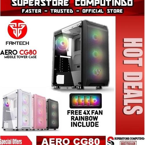 Jual Fantech AERO CG80 Tempered Glass Gaming Case - White - Kab ...