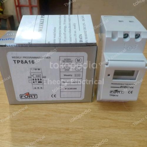 Jual TIMER DIGITAL DIN RAIL TP8A16 WEEKLY PROGRAMMABLE TIMER 20A 250V ...