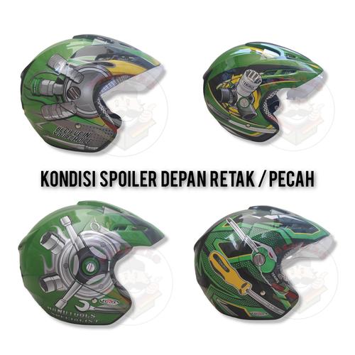 Jual TEKIRO Helm Motor Half Face SPOILER DEPAN RETAK PECAH SNI Hijau ...