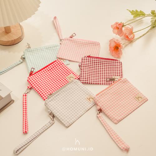 Jual Dompet Kecil Motif Kain Kotak-Kotak Gingham Aesthetic Korea ...