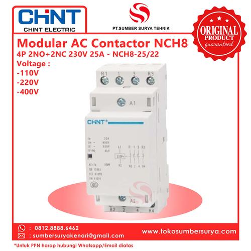Jual Modular AC Contactor NCH8-25/22 4P 2NO+2NC 25A 110V 220V 400V CHINT - 110V - Jakarta Pusat ...
