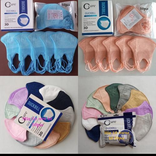 Jual Masker Duckbill C care/ ocare premium mix 10 warna 1box isi 50 pcs ...
