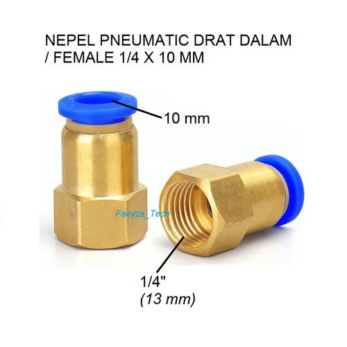 Jual FITTING PNEUMATIC FEMALE 1/4 selang 10mm/ NEPEL PU Drat dalam 1/4 x 10 - Kota Medan ...