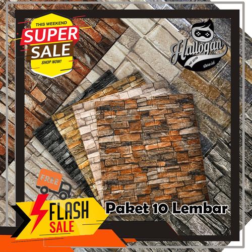 Jual PAKET HEMAT WALLPAPER 3D STICKER DINDING MOTIF BATU ALAM ISI 10 ...
