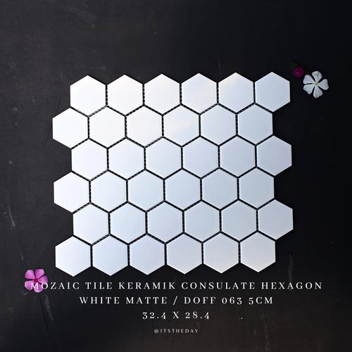 Jual Mozaic Tile Mosaik Mosaic Keramik Consulate Hexagonal White Matte ...