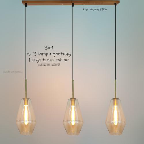 Jual Lampu gantung 3in1 void kaca teh meja island kop panjang 1set 3lampu - Kop panjang80cm ...