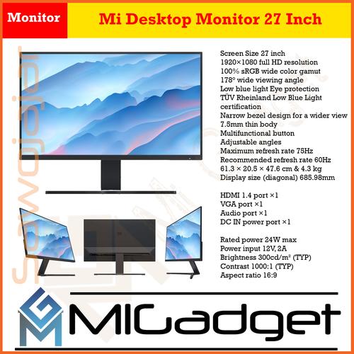 Jual Xiaomi Mi Desktop Monitor 27 Inch Full HD Slim 75Hz - Kota Malang ...