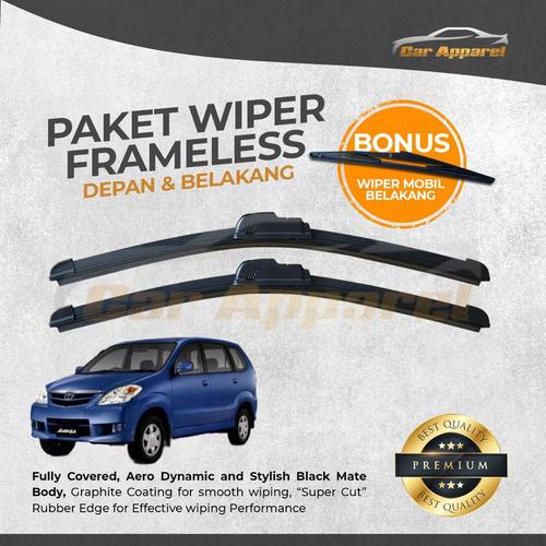 Jual Paket Wiper Avanza xenia old 2004-2010 Depan Belakang Frameless 3 ...