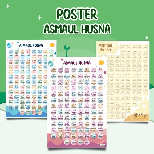 Jual Poster Edukasi Islami Anak Asmaul Husna, Poster Belajar Anak - LB061, TANPA LAMINASI - Kab ...