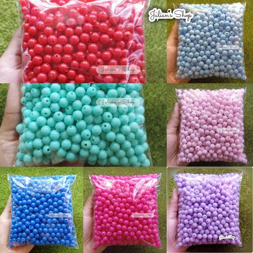 Jual [1/2 Pon] Manik 8mm Mote Akrilik Susu Kapur Bulat 900 Pcs Lebih/Pak - Ungu SDG - Kab ...