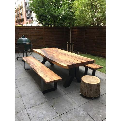 Jual iKayu Meja & Bench Cafe Minimalis Hollow Kayu Trembesi Natural ...