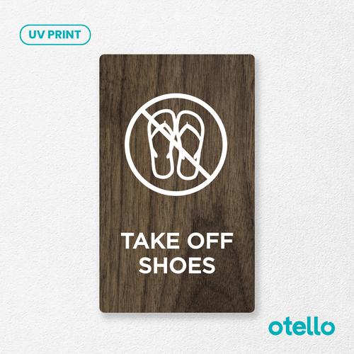 Jual Take Off Shoes Sign Board Kayu Print UV Signage Label Papan ...