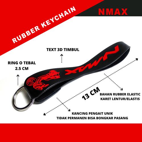 Jual (COD) GANTUNGAN KUNCI MOTOR NMAX RUBBER ELASTIC KEYCHAIN - Merah ...