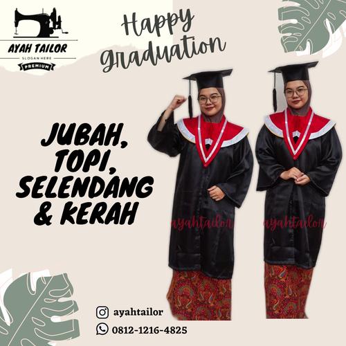 Jual Baju toga jubah wisuda baju wisuda toga dewasa merah list putih ...