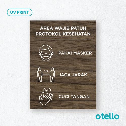 Jual Wajib Patuh Protokol Kesehatan Sign Board Kayu Print Signage ...