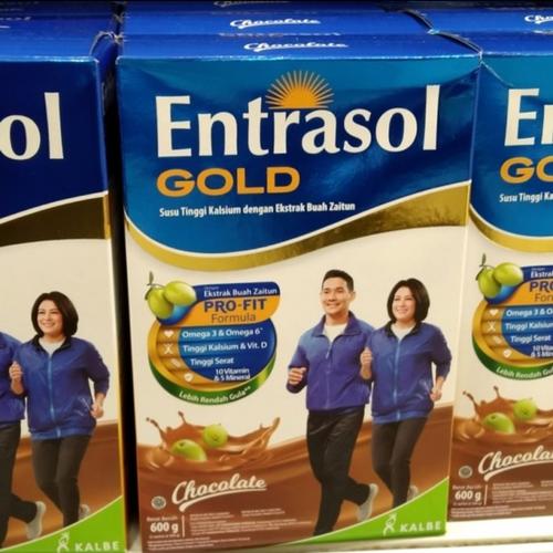 Jual Susu Entrasol Gold High Kalsium 51+ Plain Chocolate 370g 600g Milk ...