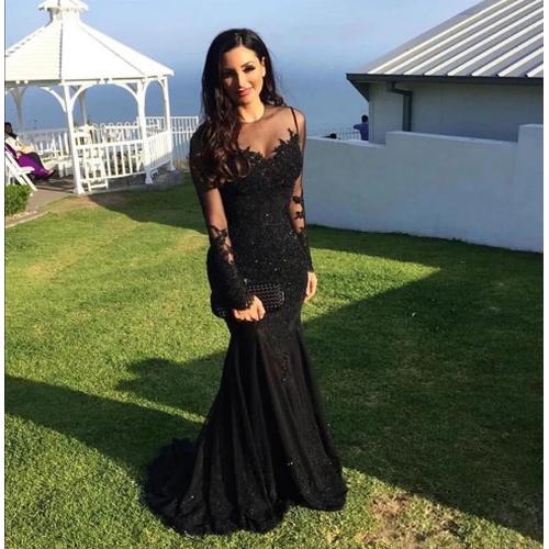 Jual Black Long Sleeve Mermaid Evening Dresses - S, Hitam - Kab ...