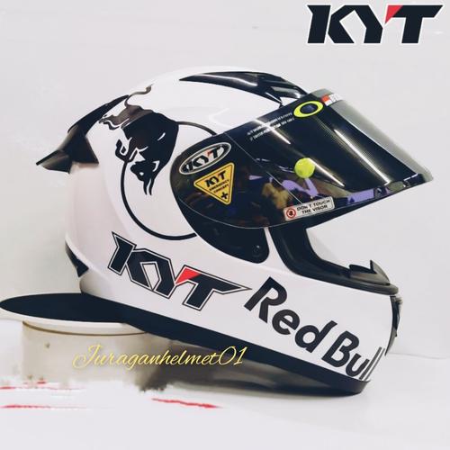 Jual helm full face kyt r10 putih paket ganteng red bull - 4, L - Kab ...