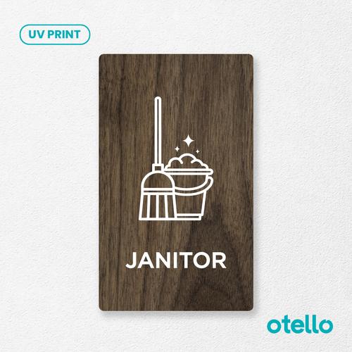 Jual Janitor Sign Board Kayu Print Signage Label Pintu Petunjuk Nama ...